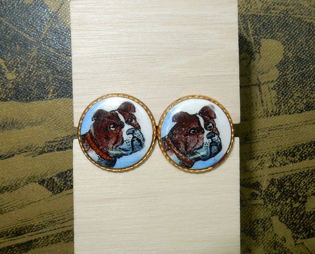 Antique Enamel Button Hand Painted Dog - Etsy