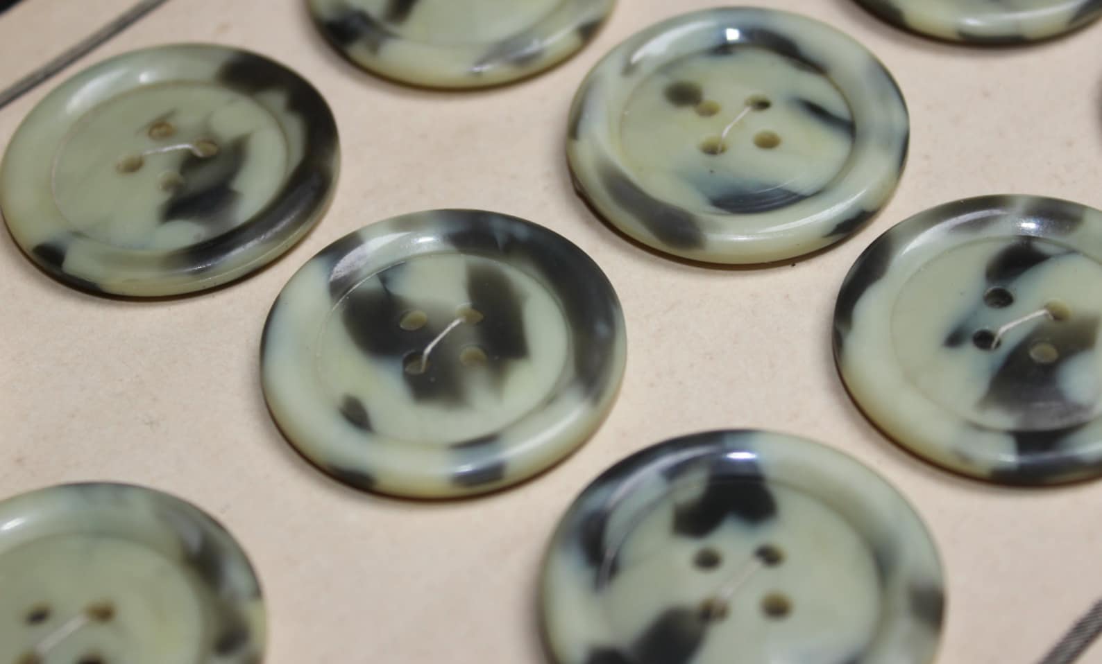Vintage Galalith Old Stock White / Grey Buttons on Card 12pcs | Etsy