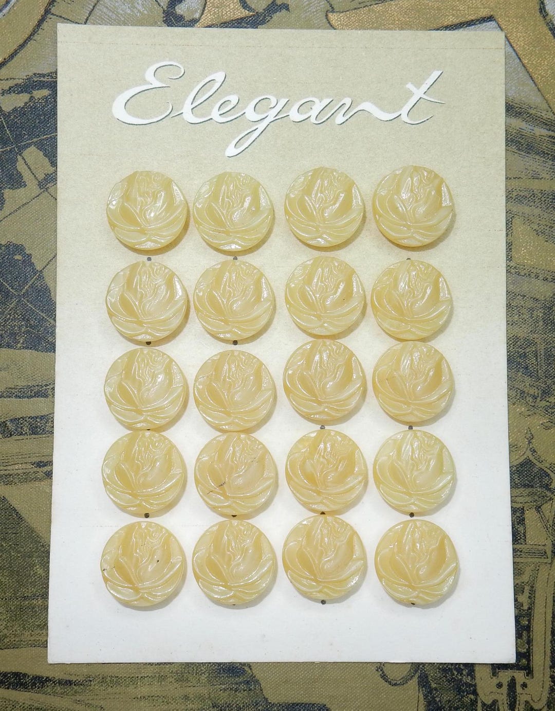 Vintage Glass Uranium Yellow Buttons on Card 20pcs - Etsy