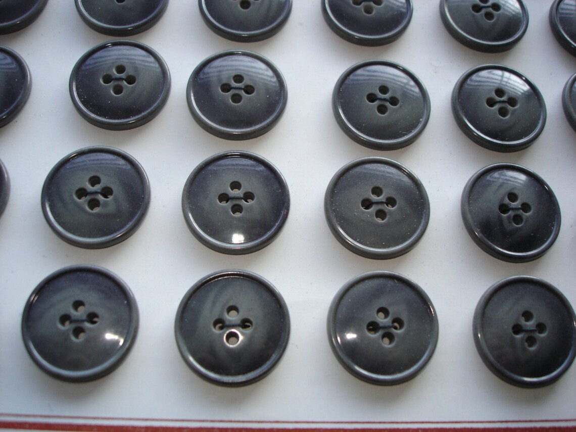 Vintage Plastic Old Stock Gray Buttons on Card 24pcs - Etsy