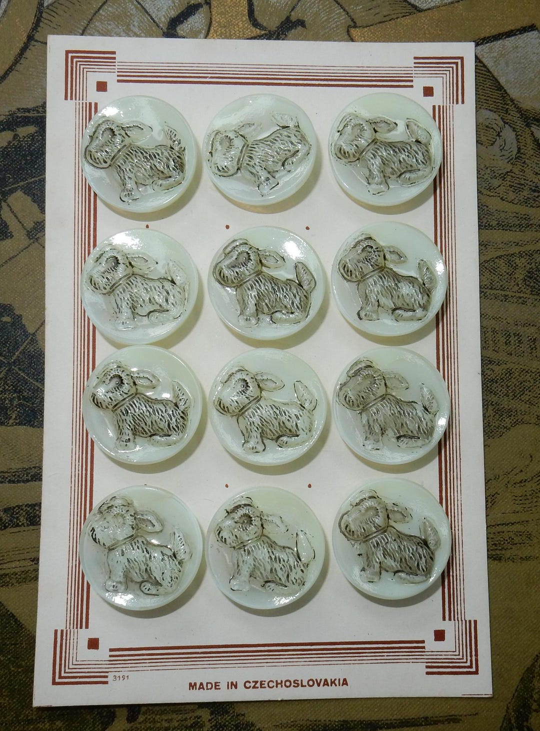Vintage Uranium Glass Old Stock Dog Puppy Buttons 12 Pcs - Etsy