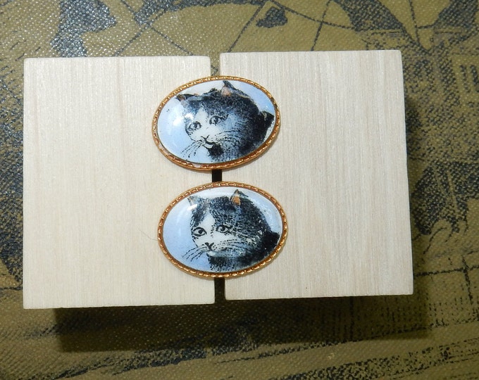 Antique Enamel Button Hand Painted Cat - Etsy