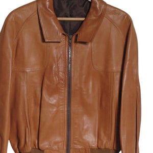 Vintage 1970's Tan Brown Leather Bomber Jacket | Size M - Www ...