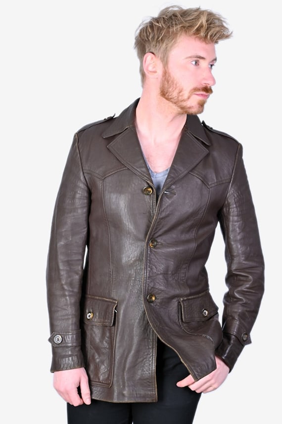 Vintage 1970's Burton Leather Safari Jacket | Size XS… - Gem