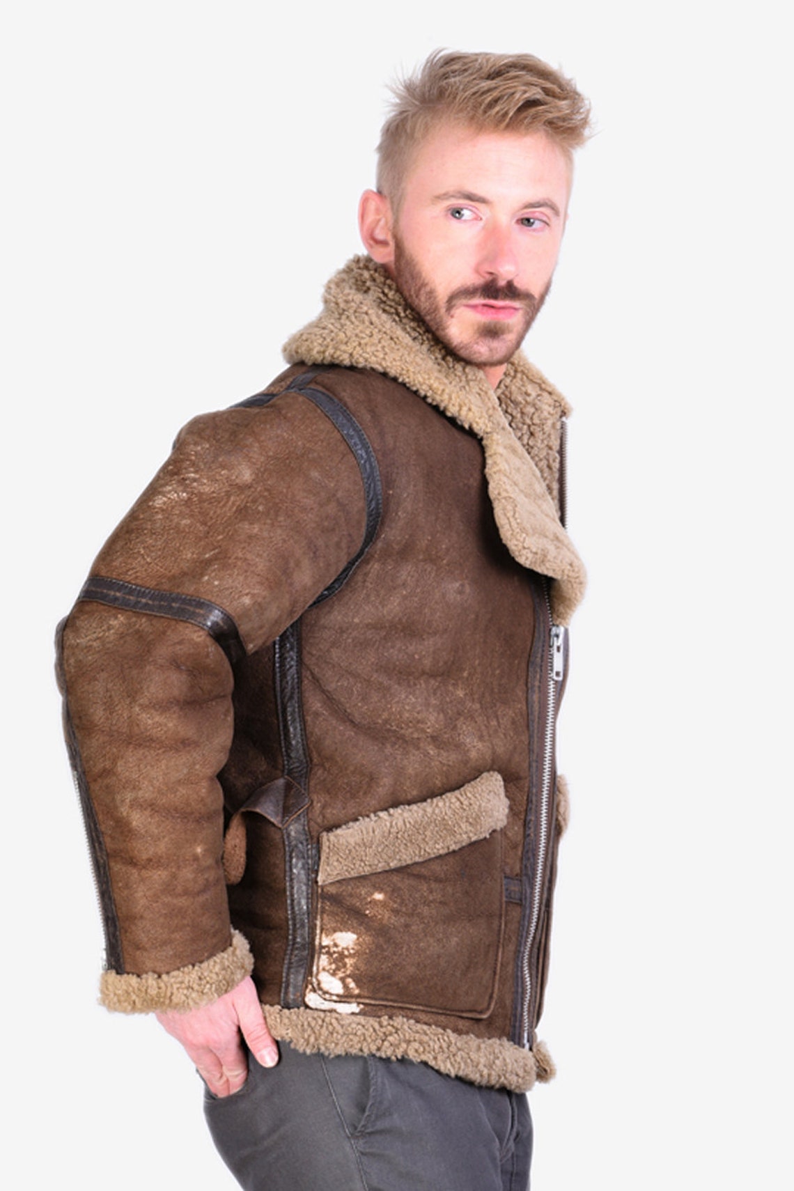 Vintage 1970's B3 Type Sheepskin Shearling Jacket | Size S - Www ...