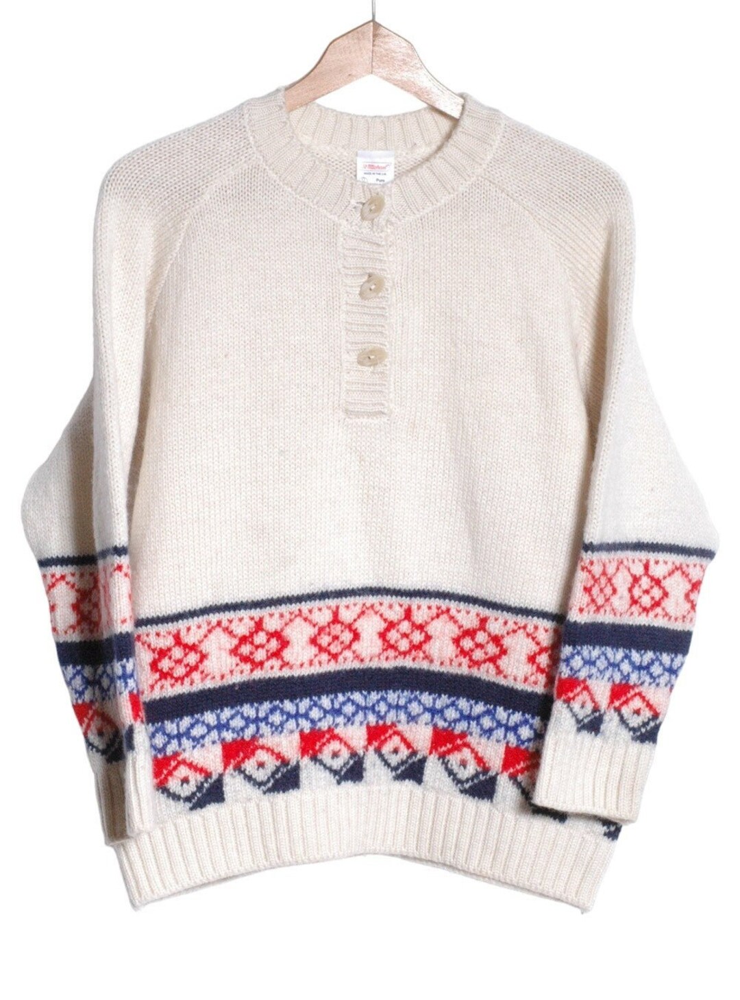 Vintage 1980's St Michael Cream Pattern Jumper | Size 18 - Www ...