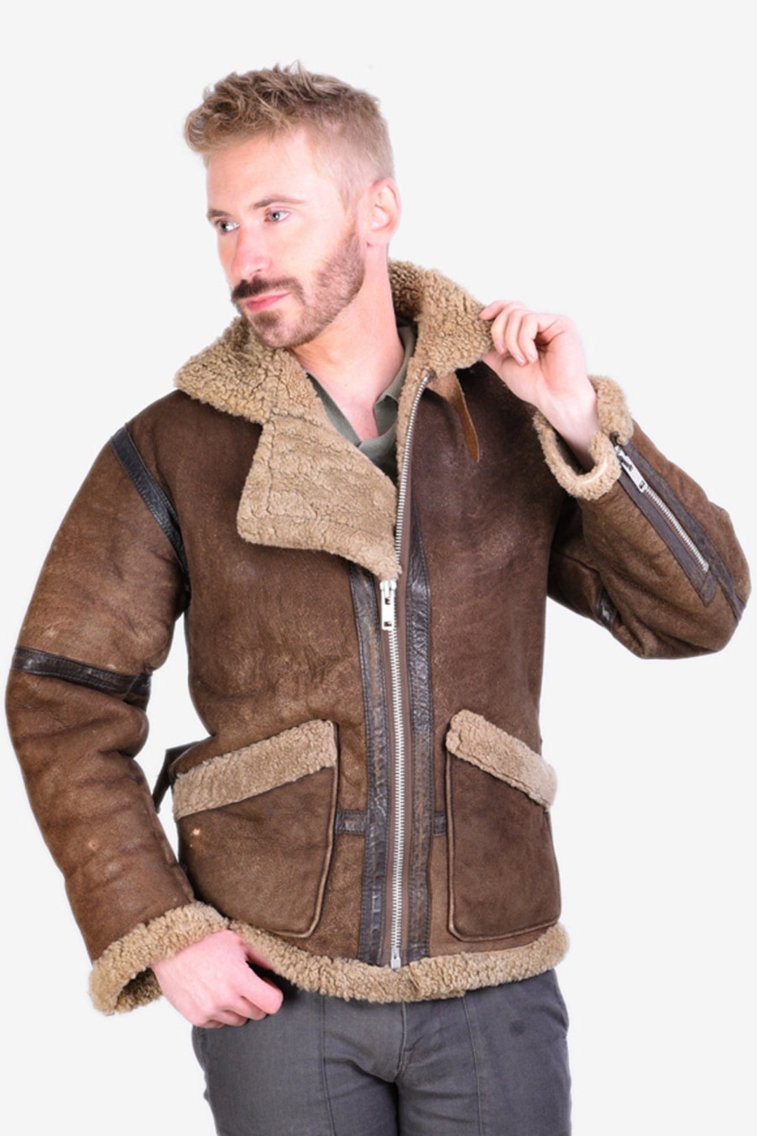 Vintage 1970's B3 Type Sheepskin Shearling Jacket | Size S - Www ...
