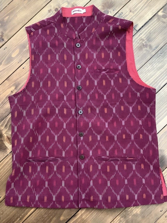 Men’s Red Waistcoat Nehru Jacket From Manyavar - Gem
