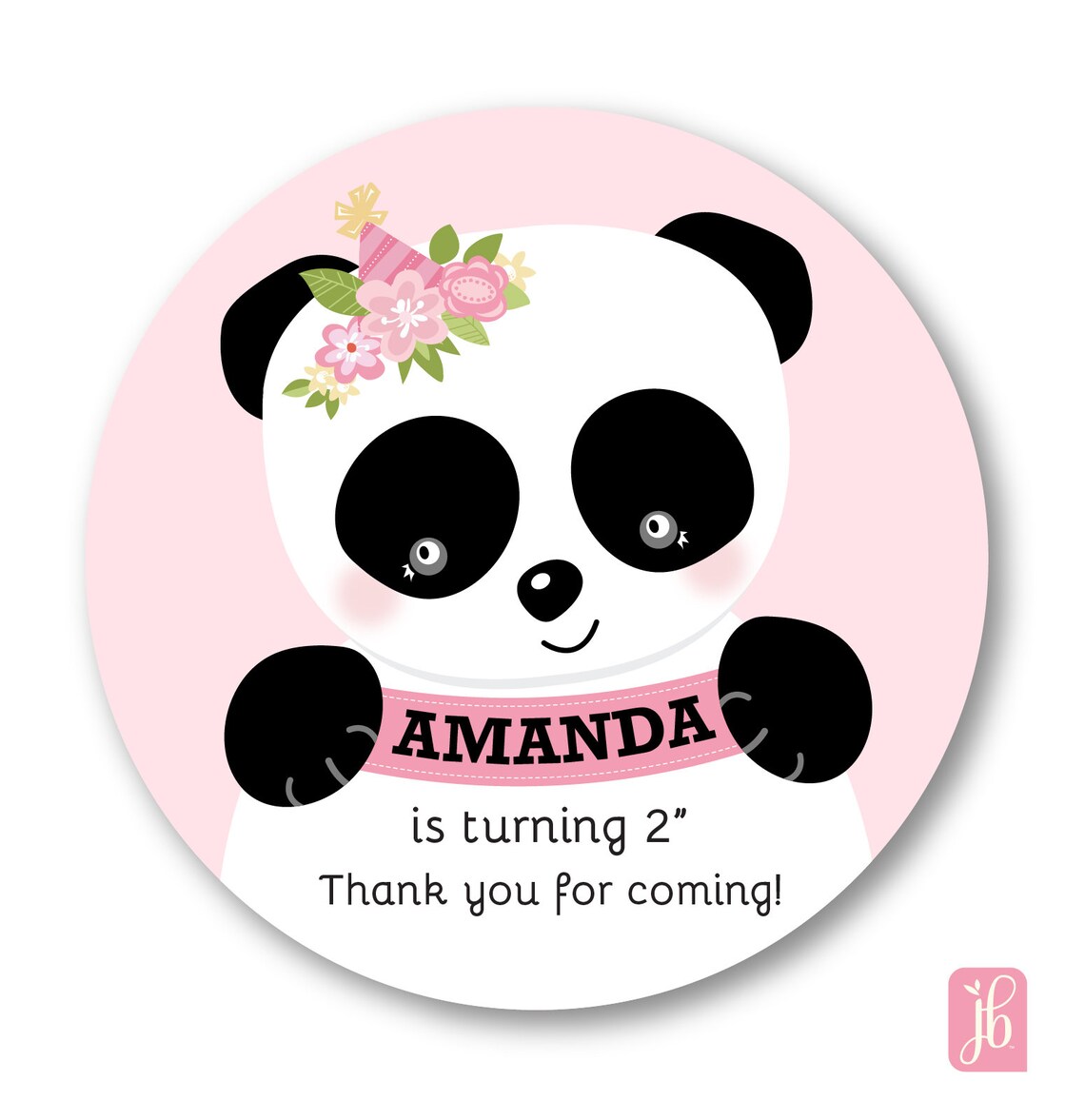 Birthday Panda Party Gift Tag Sticker Personalized Party | Etsy