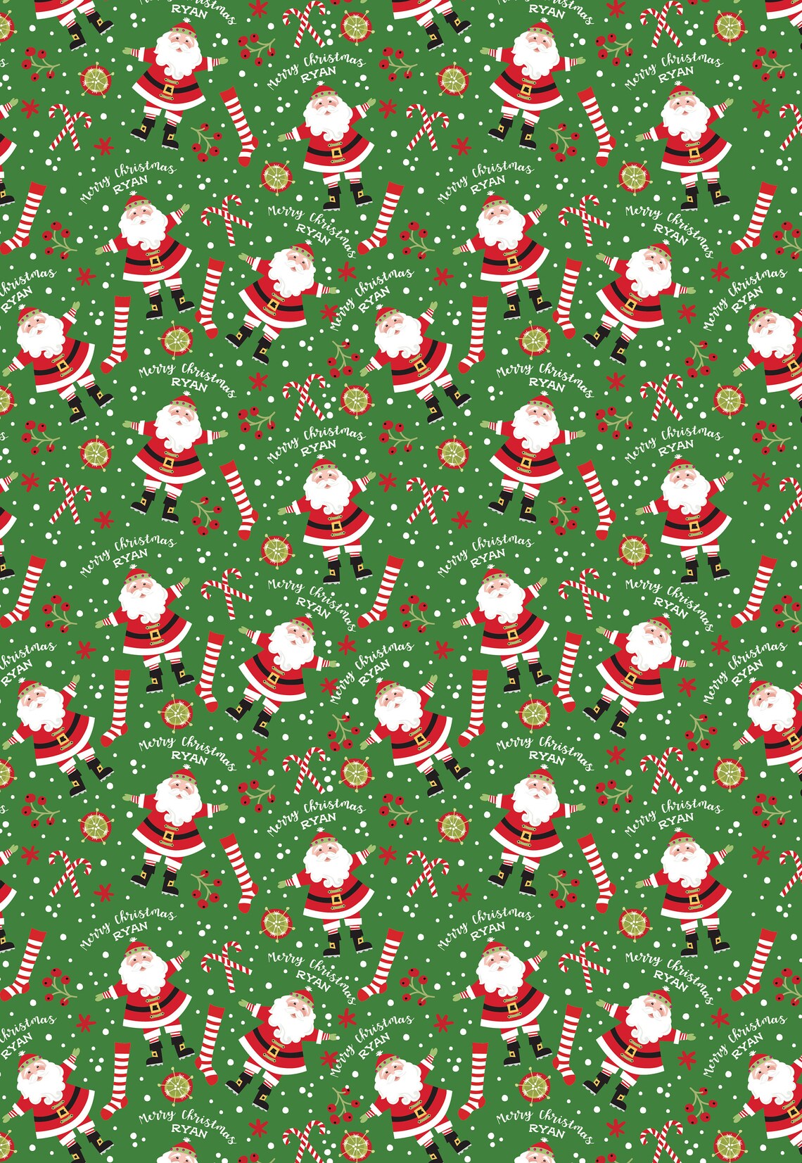 Personalized Santa Gift Wrap Set | Set of 5 Sheets Wrapping Paper ...