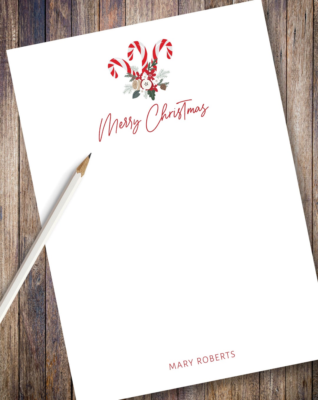 Christmas Candy Canes Personalized Christmas Note Pad Custom Christmas ...