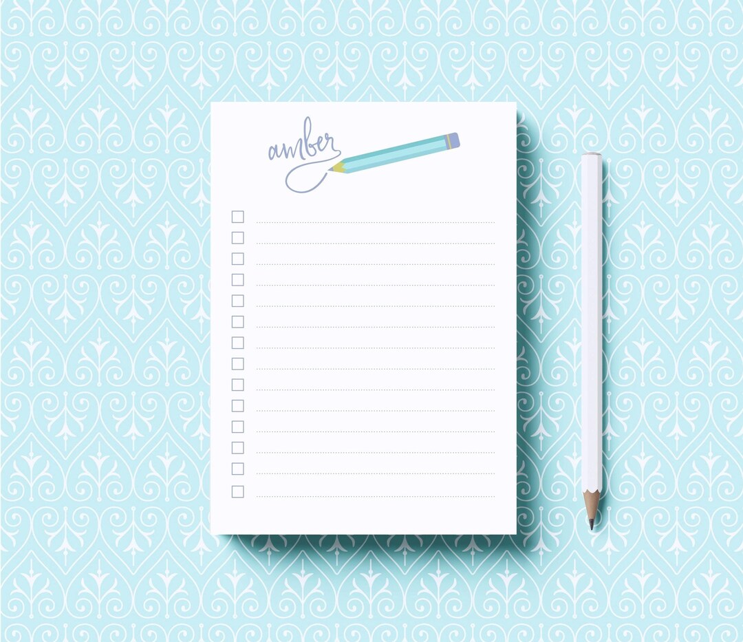 Custom Blue Pencil Note Pad | Personalized Stationery Note Pad ...