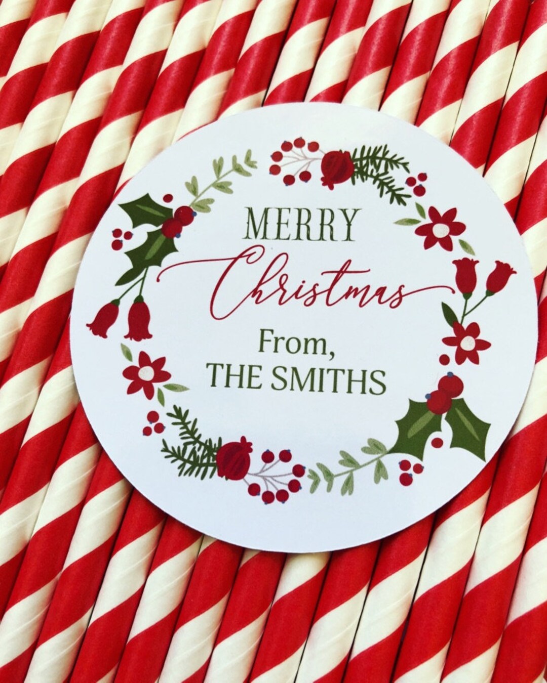 Personalized Christmas Berries Holiday Gift Tags or Stickers ...