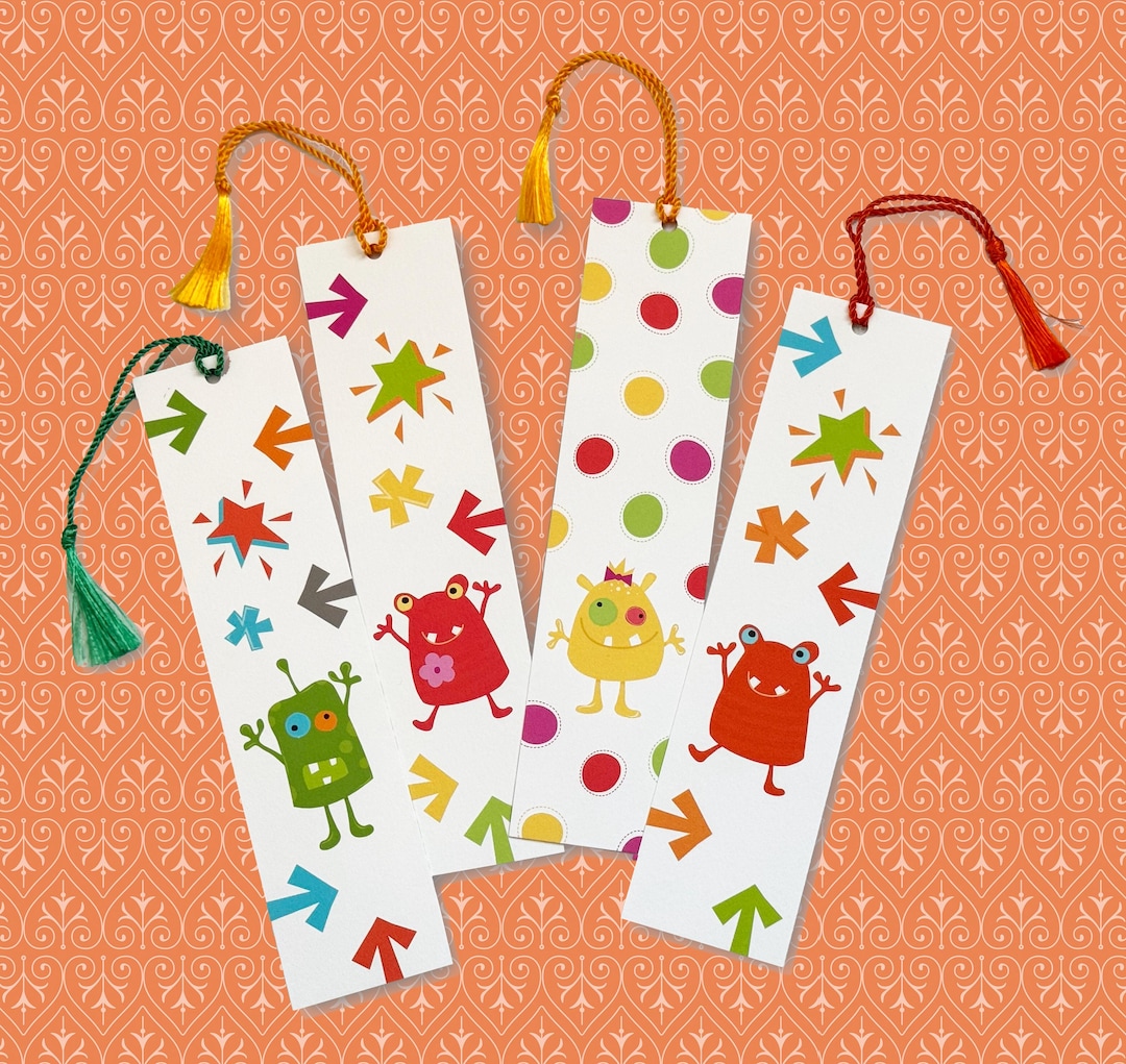 Set of Little Monsters Bookmarks for Children | Set of 4 Colorful ...