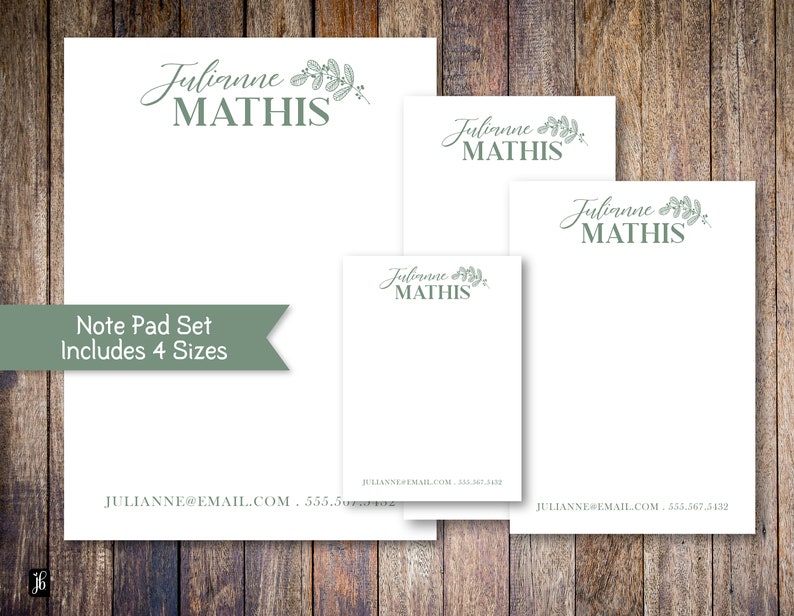 Personalized Laurel Script Notepad Personalized Stationery - Etsy