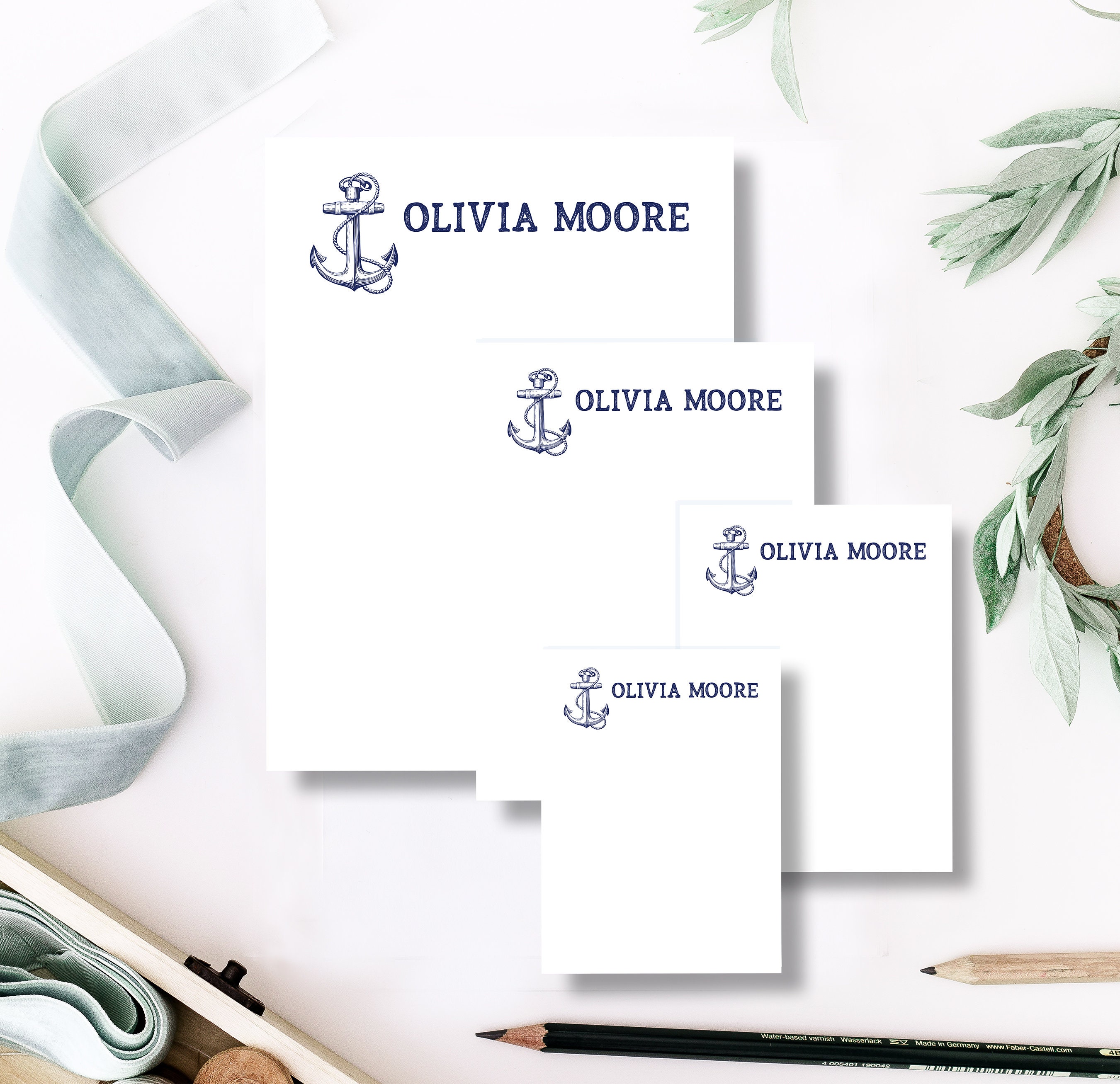 Nautical Anchor Personalized Notepad | Personalized Stationery Note Pad ...
