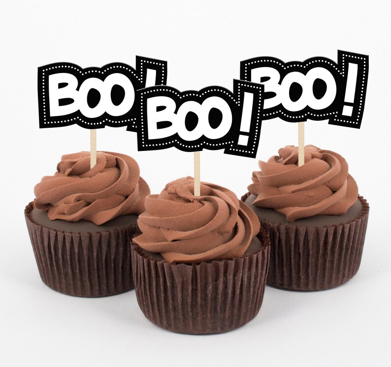 BOO Halloween Cupcake Toppers Custom Party Cupcake Toppers - Etsy