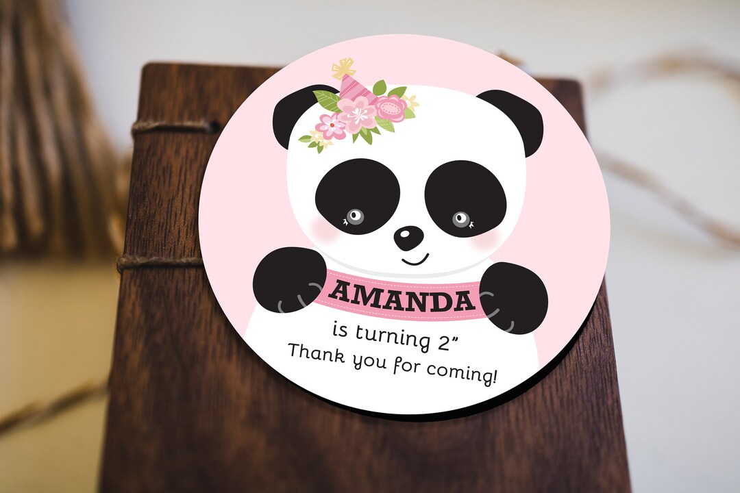 Birthday Panda Party Gift Tag Sticker Personalized Party Labels Custom ...