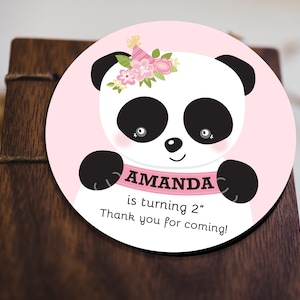 Birthday Panda Party Gift Tag Sticker Personalized Party Labels Custom ...