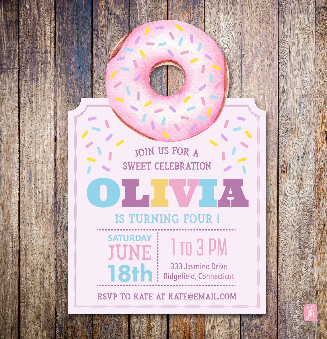 Donut Party Invite Custom Personalized Die Cut Party | Etsy