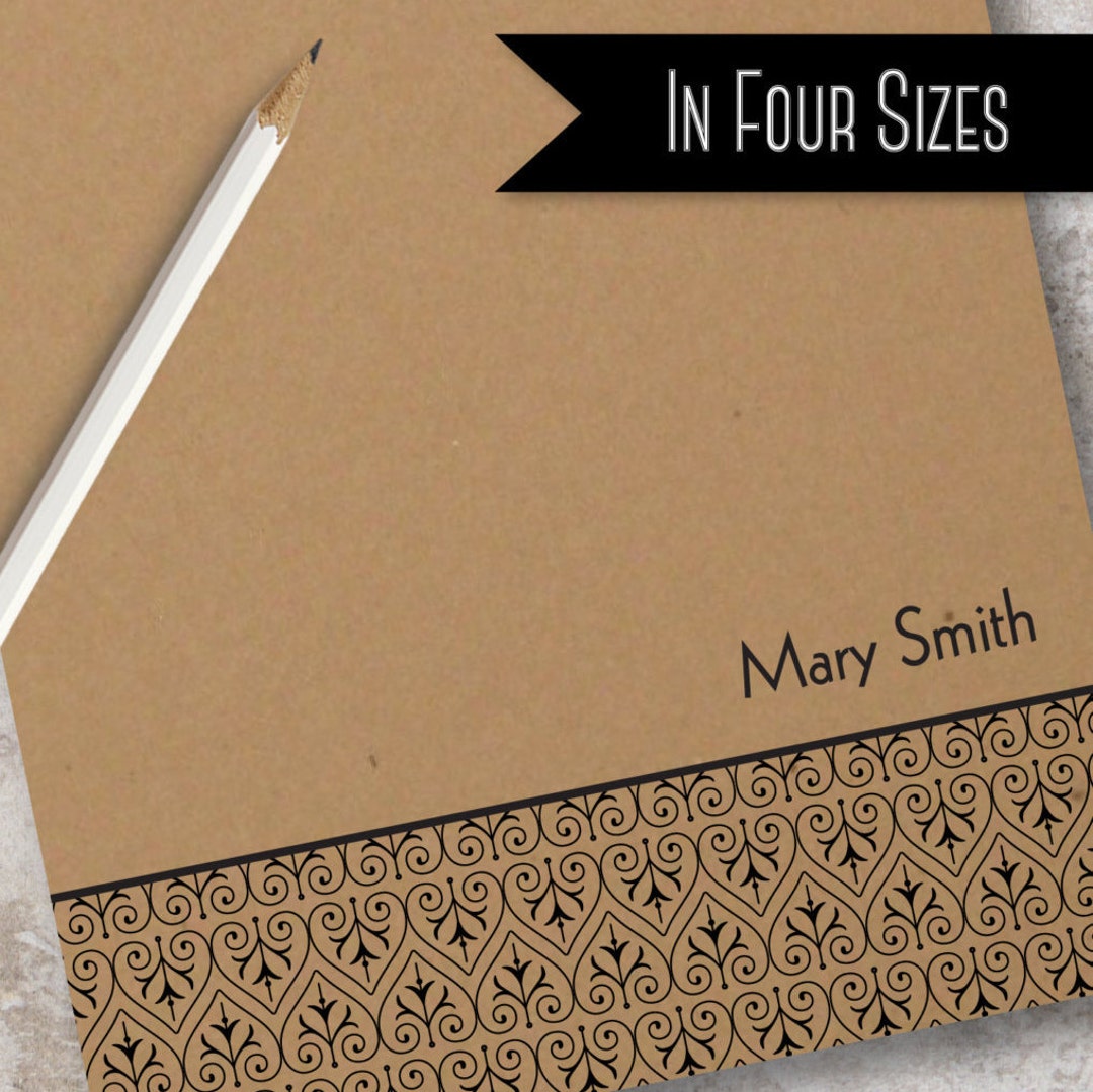 Custom Kraft Ornament Paper Note Pad Monogrammed Personalized Notepad ...