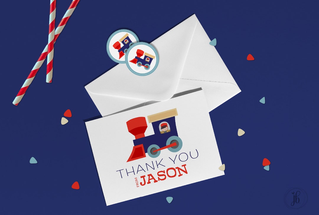 Custom Birthday Thank You Train and Conductor Personalized Thank You ...