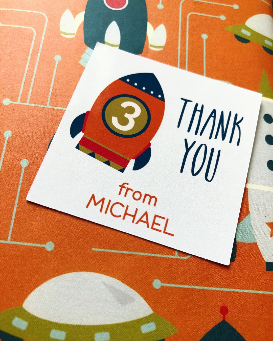 Spaceship Party Gift Tag Sticker Personalized Party Labels Custom Gift ...