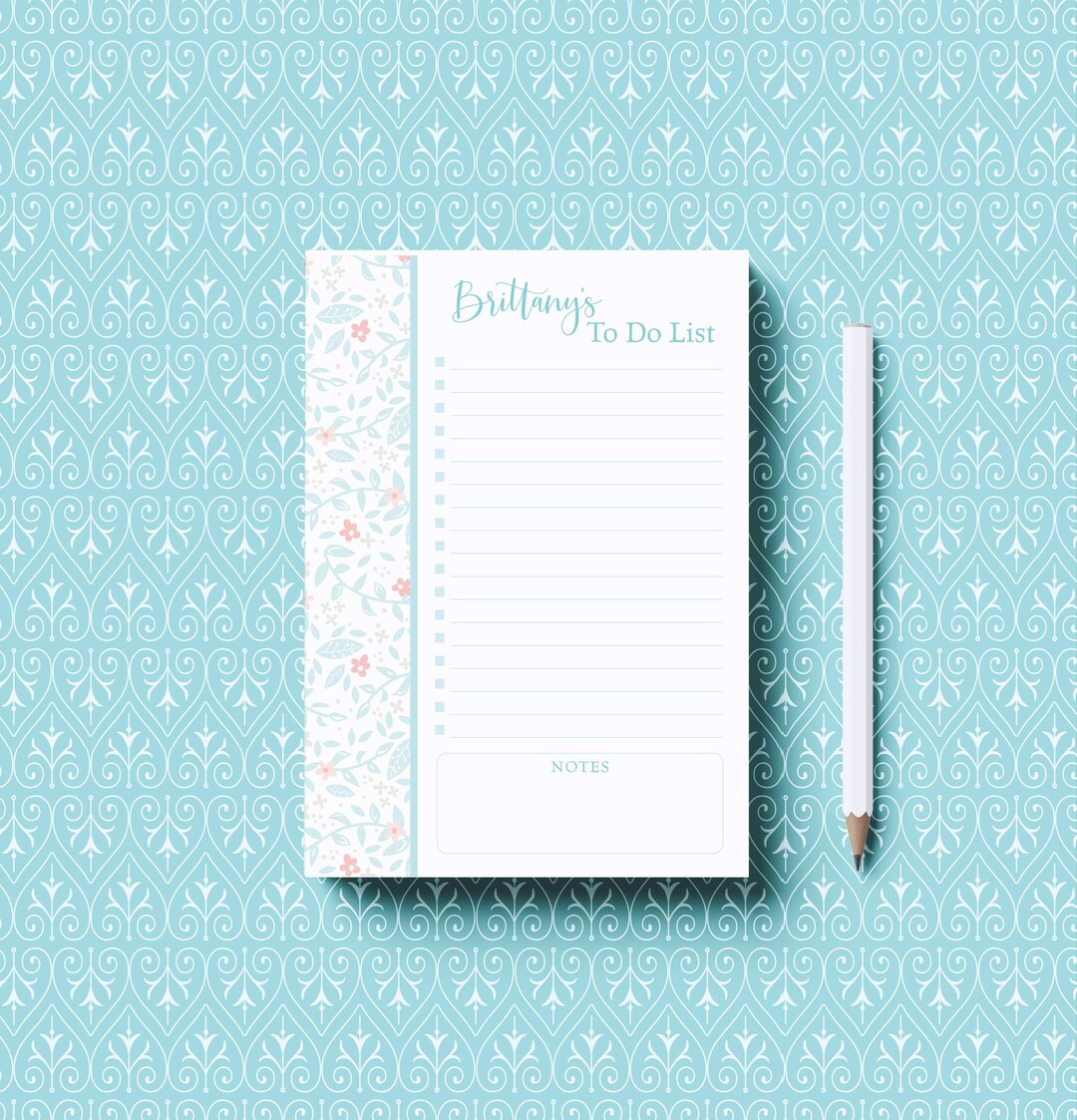 Teal Garden Personalized Notepad: Whimsical Stationery Gift - Etsy