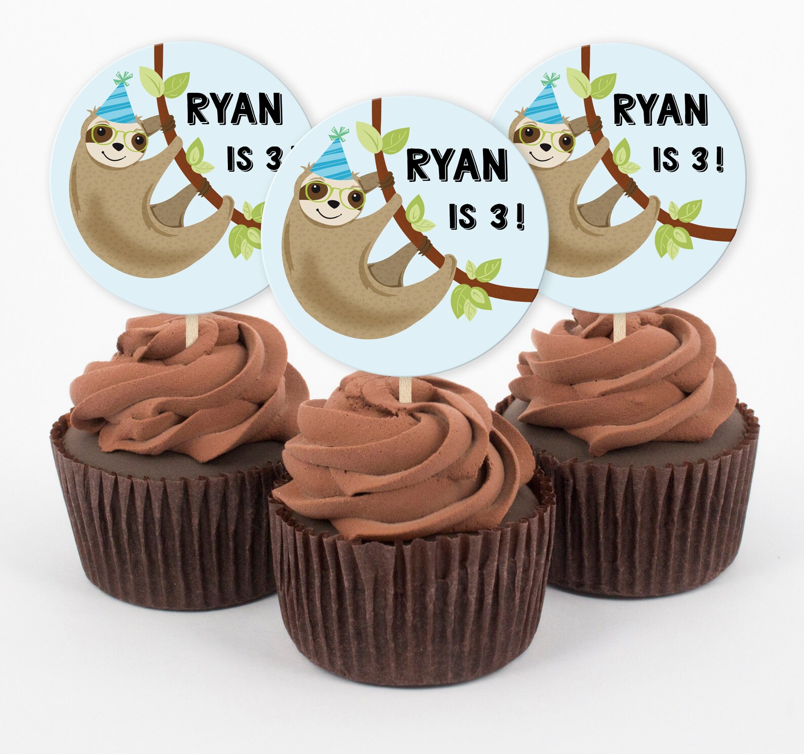 Sloth Cupcake Toppers Custom Party Cupcake Toppers Party | Etsy