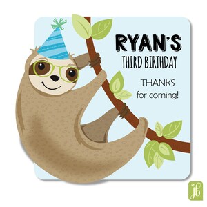 Sloth Party Gift Tag Sticker | Personalized Party Labels | Custom ...