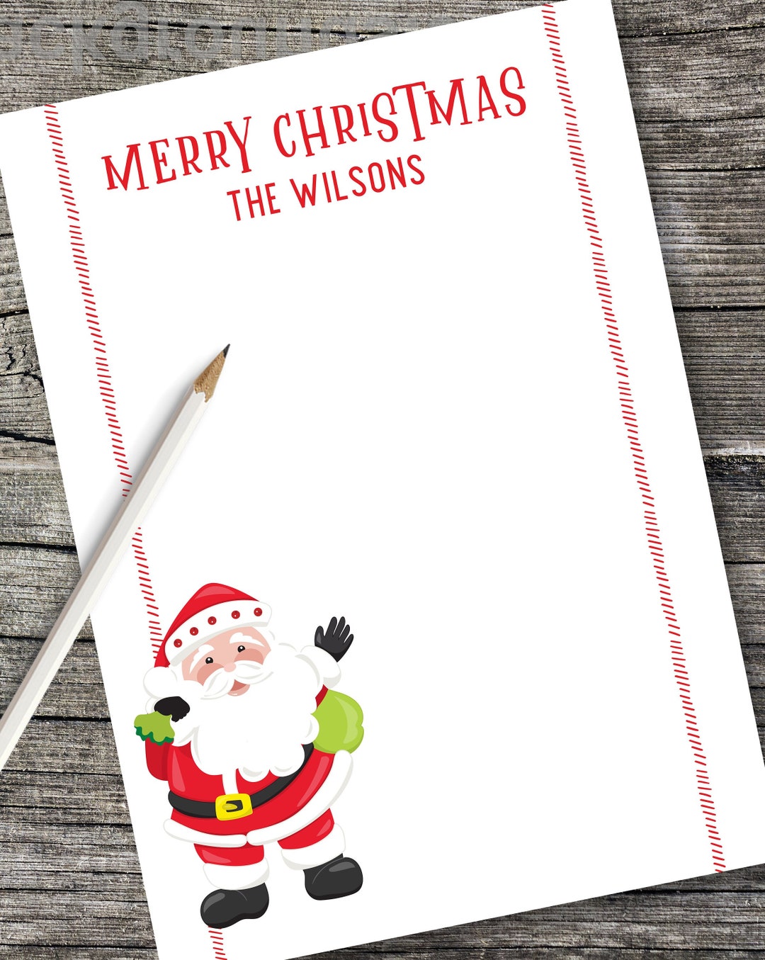 Santa Claus Christmas Note Pad Personalized Note Pad Custom Christmas ...