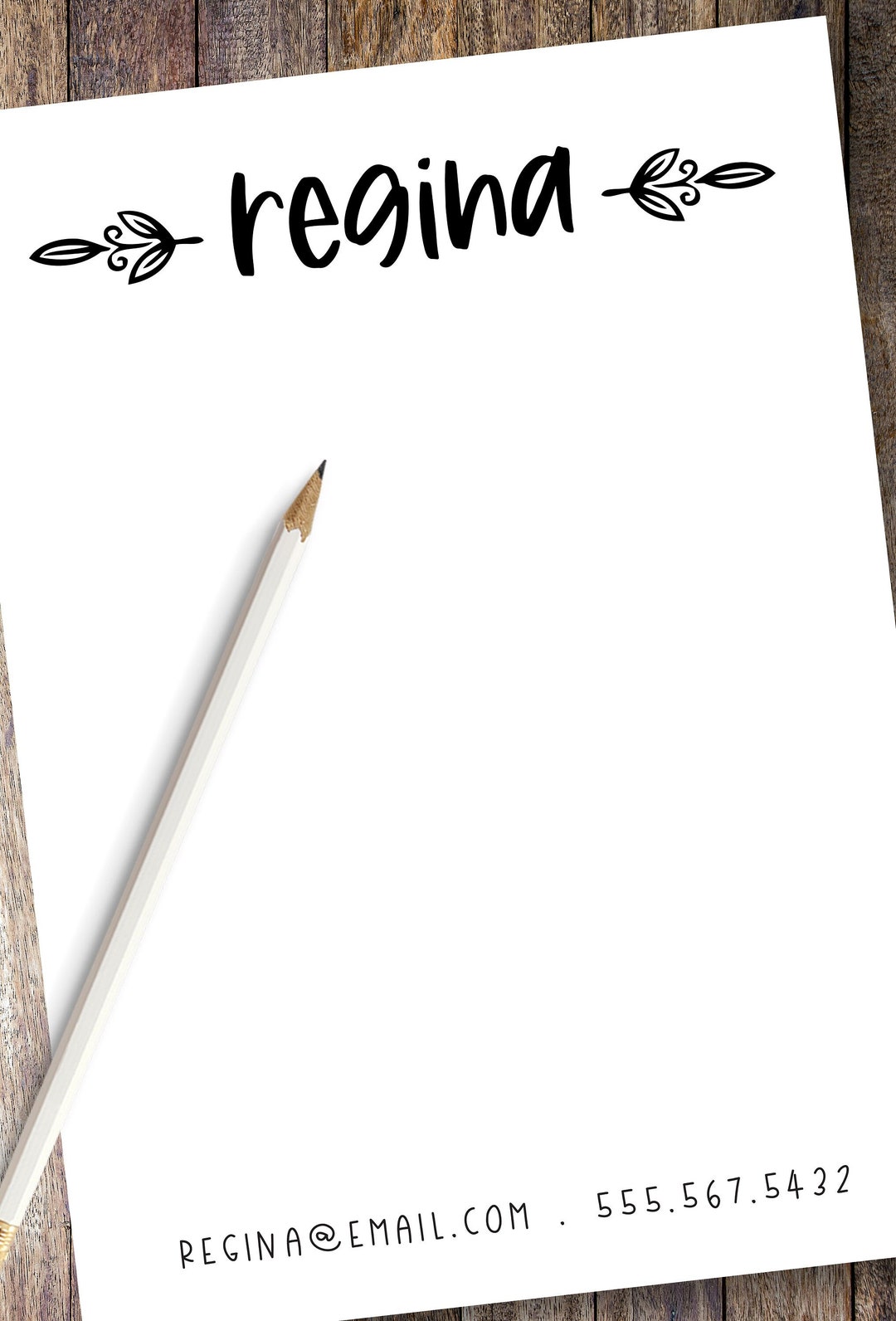 Personalized Name With Leaves Notepad Personalized Stationery Note Pad ...