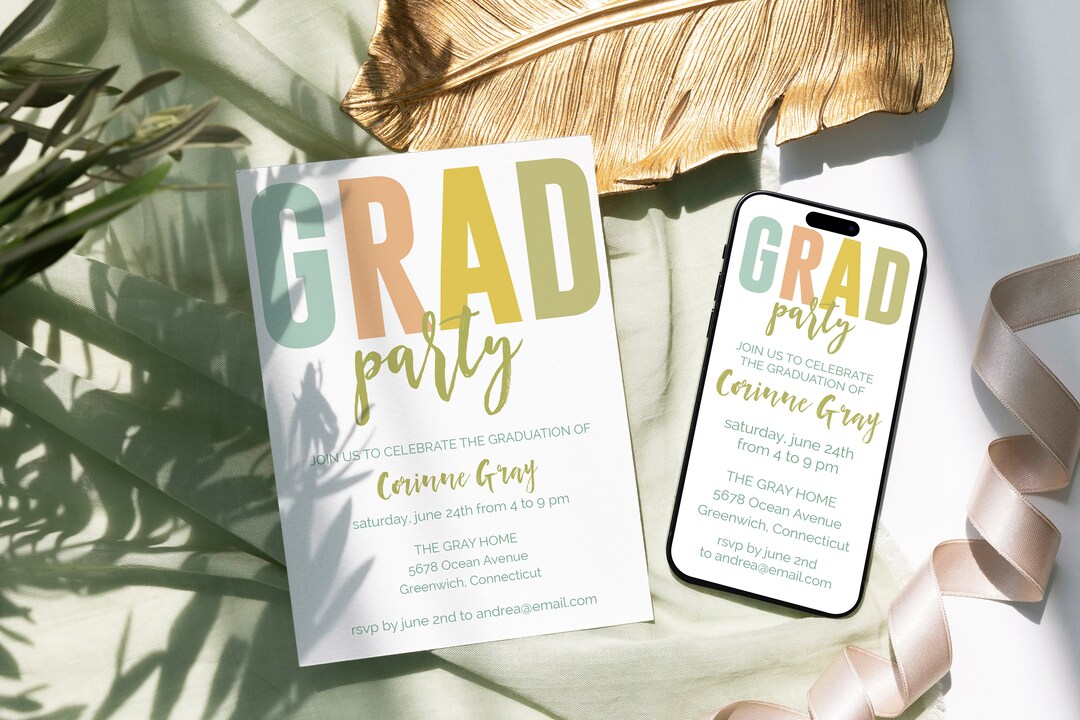 Grad Party DIGITAL Graduation Invitation | Grad Invite | Digital ...