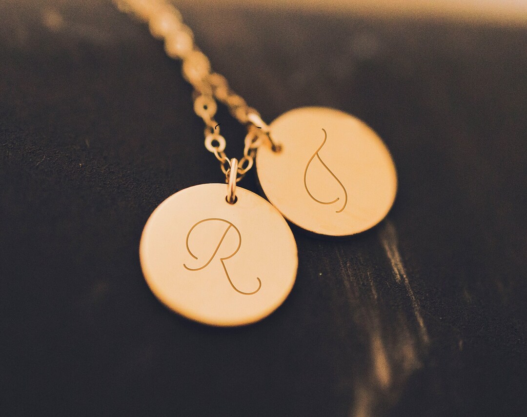 Single Letter Swash Monogram Dainty Engraved Necklace - Etsy