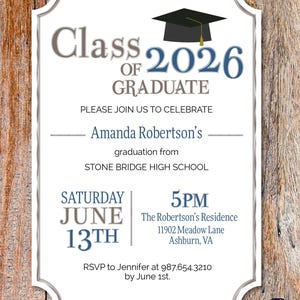 Custom Die Cut Graduation Invitation: Class of 2026 Die Cut Invite - Etsy