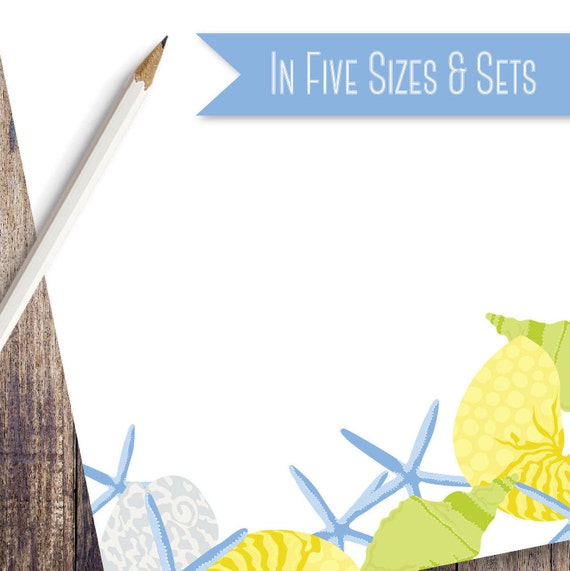 Summer Seashells Personalized Note Pad Custom Nautical | Etsy