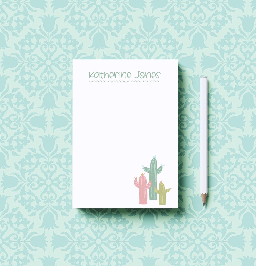 Personalized Cactus Notepad | Personalized Stationery Note Pad - Etsy