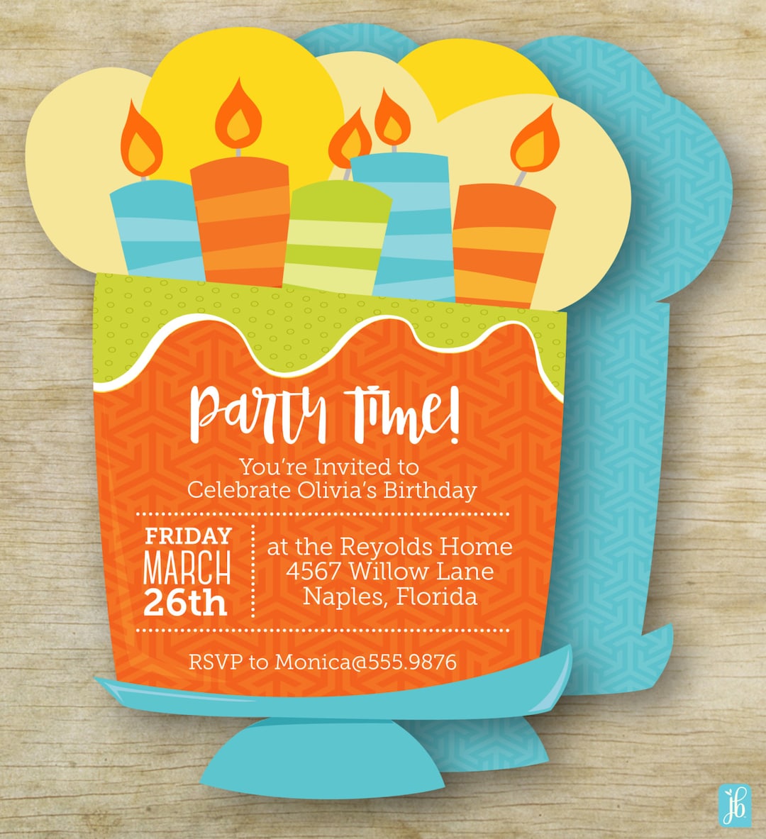 Bright Birthday Cake Birthday Invitation - Etsy