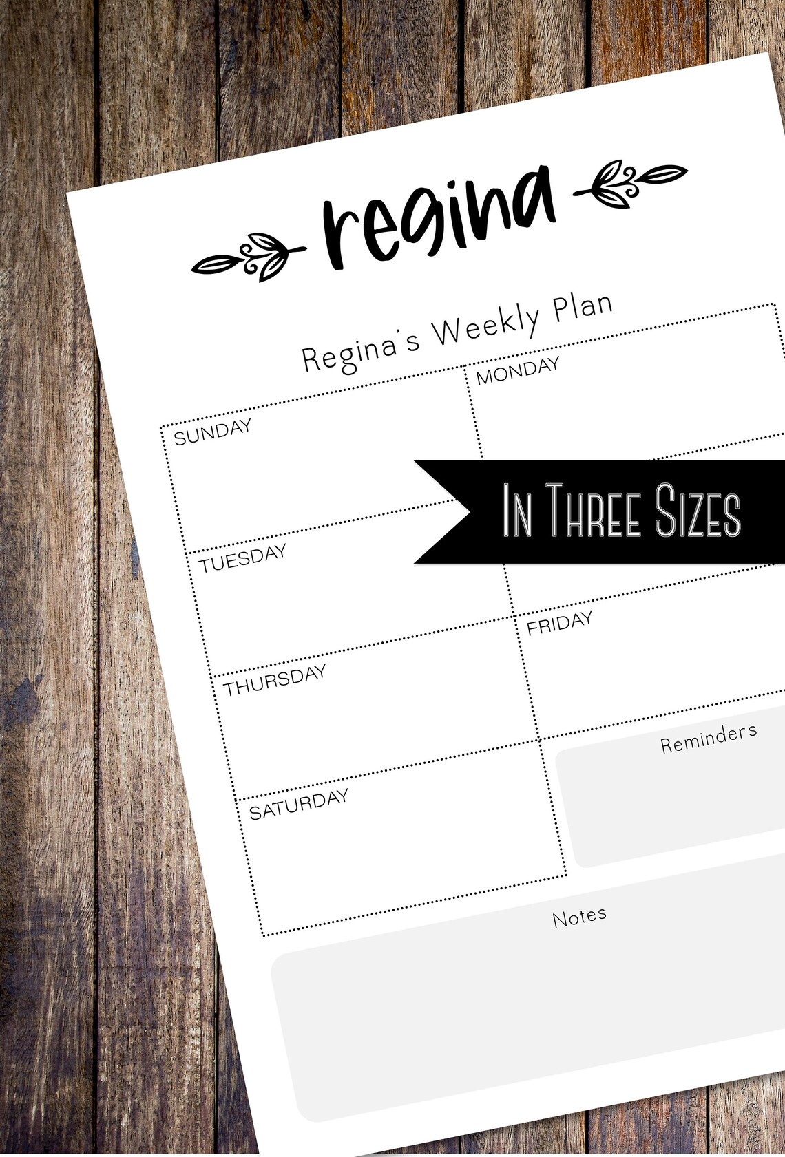 Name and Leaves Custom Planner Note Pad Daily Weekly and | Etsy