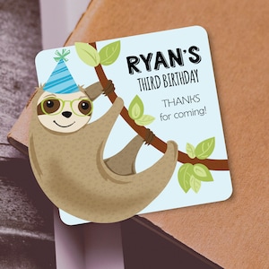 Sloth Party Gift Tag Sticker | Personalized Party Labels | Custom ...