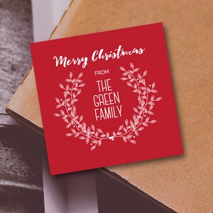 Personalized Red Laurel Christmas Gift Tags or Stickers | Christmas ...