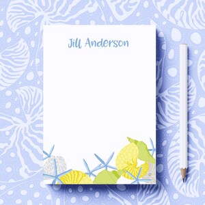 Summer Seashells Personalized Note Pad | Custom Nautical Stationery ...