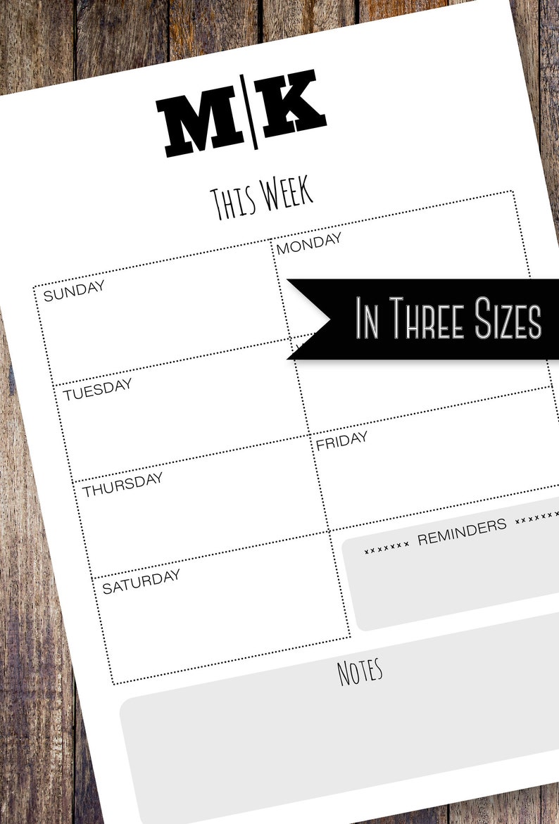 Bold Monogram Custom Planner Note Pad Daily Weekly and - Etsy