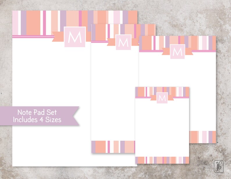 Sweet Jasmine Stripe Custom Note Pad Monogrammed Note Pad - Etsy