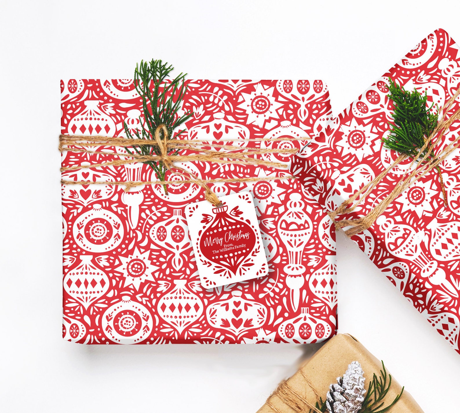 Set of 5 Sheets Nordic Christmas Ornaments Gift Wrap Party - Etsy