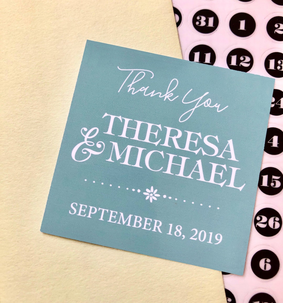Soft Teal Custom Wedding Gift Tag Sticker - Etsy