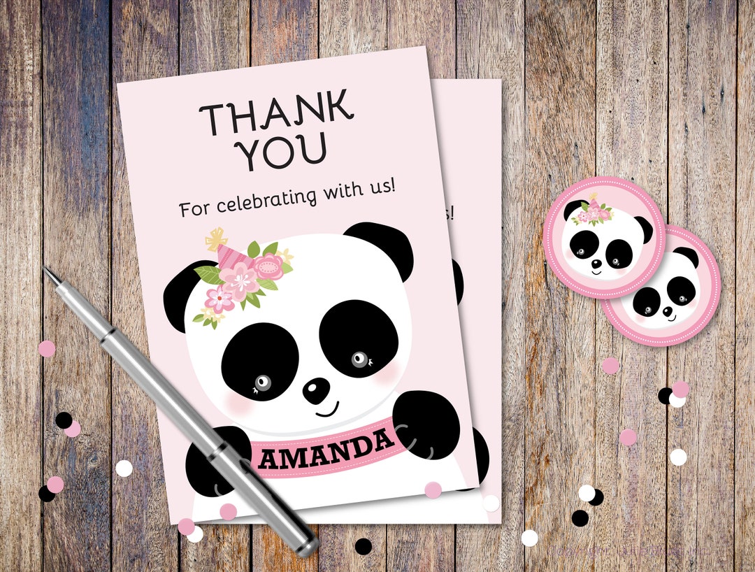 Panda Birthday Personalized Thank You Cards, Panda Party Thank You ...