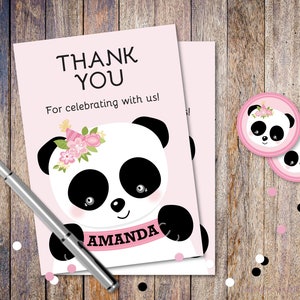 Panda Birthday Personalized Thank You Cards, Panda Party Thank You ...
