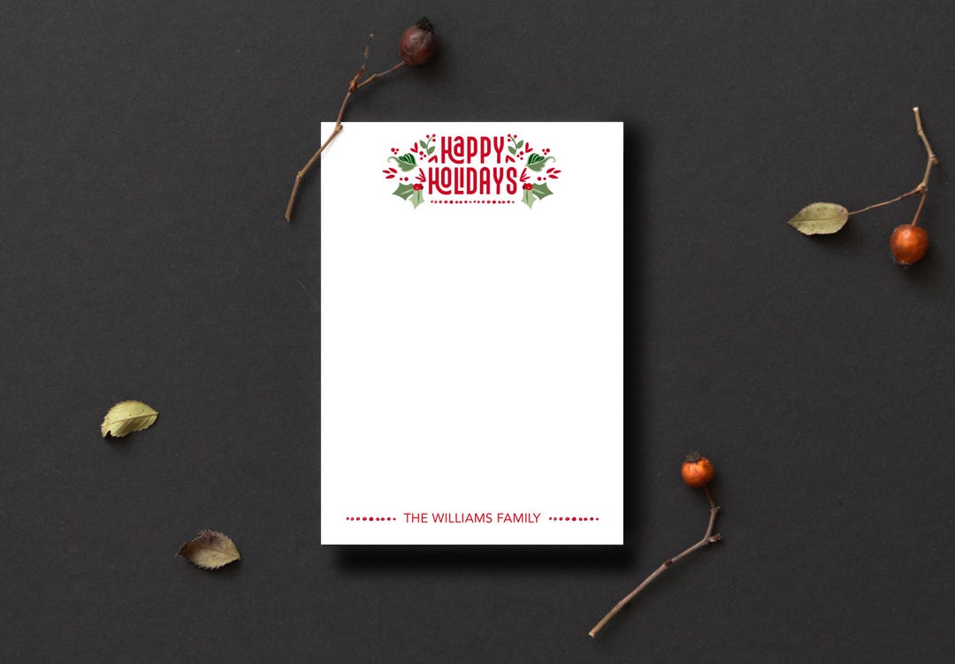 Personalized Happy Holidays Notepad: Holiday Stationery Gift - Etsy