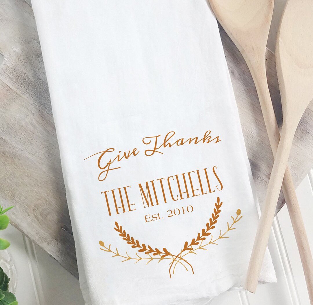 Autumn Laurel Tea Towel | Thanksgiving Tea Towel | Flour Sack Tea Towel ...